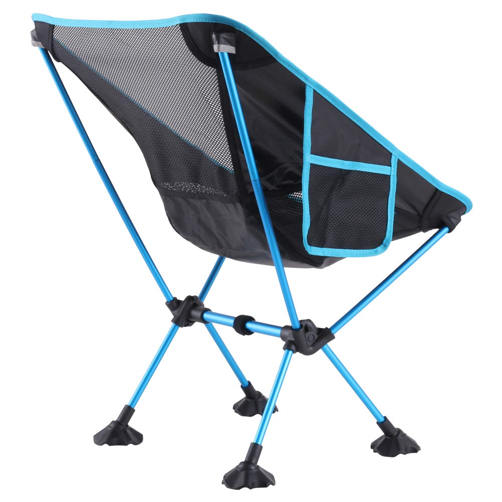 EchoSmile Blue Portable Camping Chair, Compact Ultralight Folding Backpacking Chairs, Small Collapsible Foldable Packable Lightweight Chair in a Bag for Outdoor, Camp, Picnic, Hiking