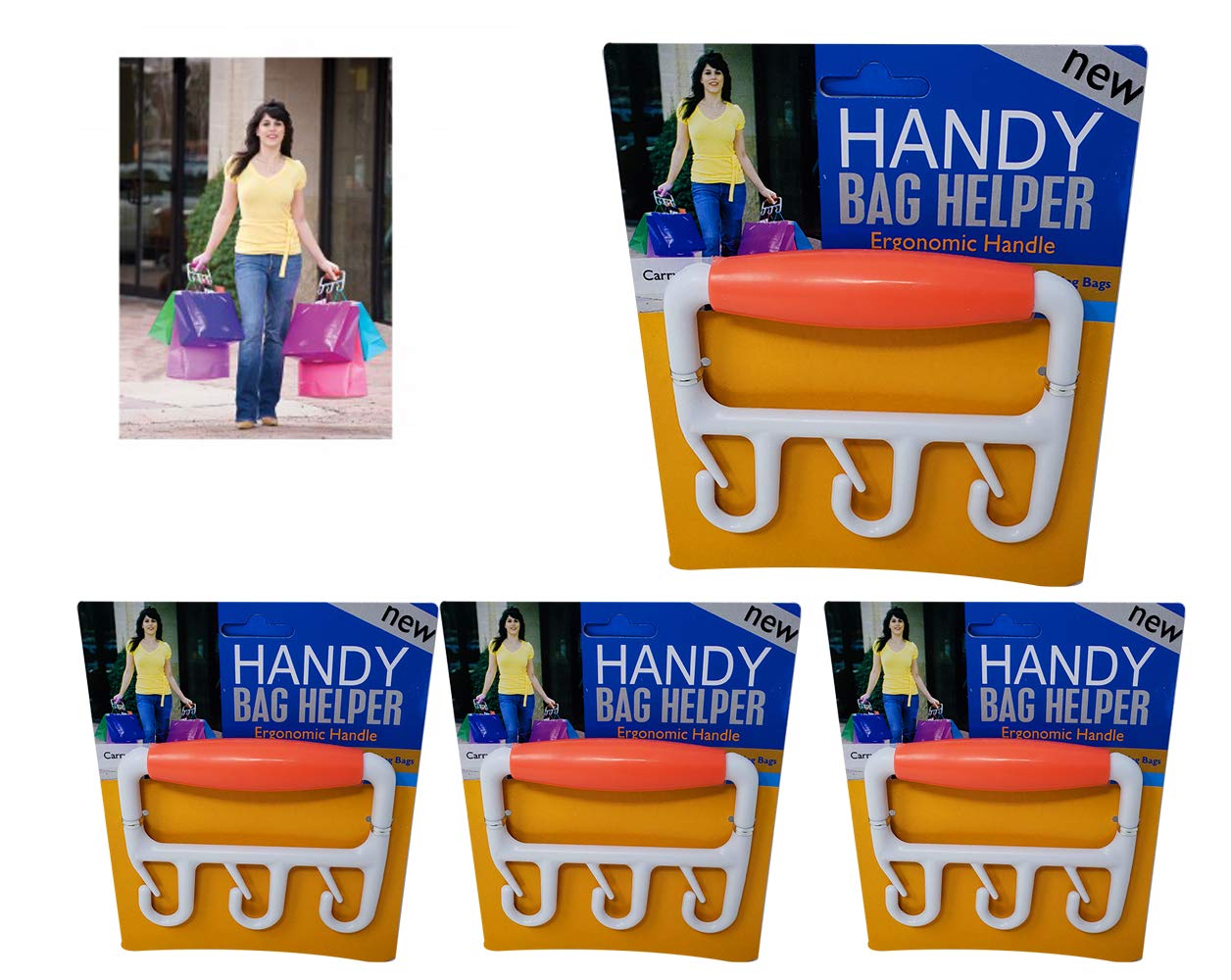 Grocery Bags Ergonomic Handle | Carrier Helper Grip Multiple Shopping Bag 3 Each Holder ( 4 Pack)