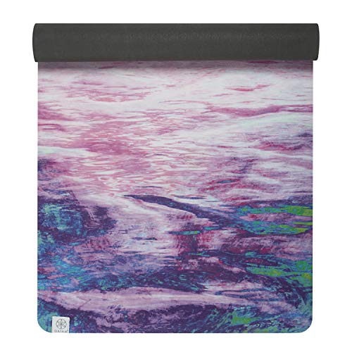 Gaiam Soft-Grip Yoga Mat - Microfiber Towel Top with Rubber Backing Dual-Sided Yoga & Exercise Mat for Hot Yoga, Sunset