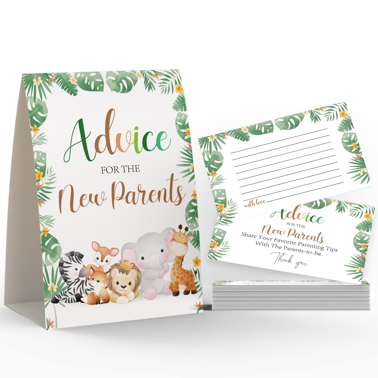 Toctose Advice for New Parents, Parenting Advice Card, Baby Shower Party, Tips for the Parents To Be,Includes a 5x7 Standing Sign and 25 4x6 Advice Cards(JYC035)