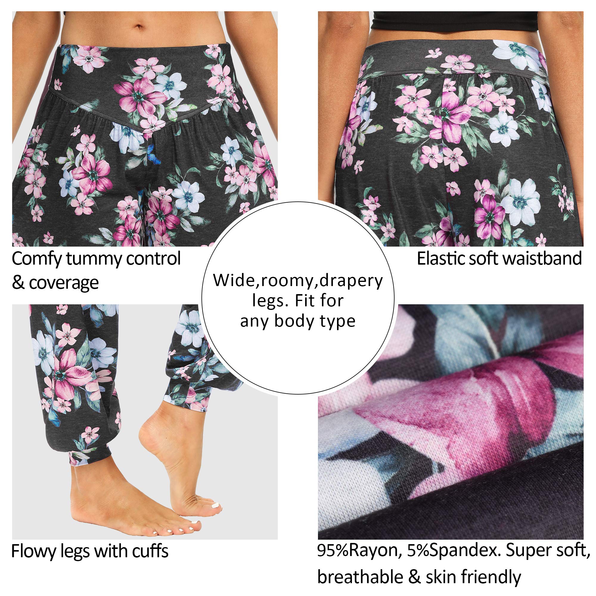 fitglam Women's Yoga Parachute Pants High Waisted Baggy Lounge Hippie Harem Pants Flowy Comfy Loose Boho Joggers Plus Size