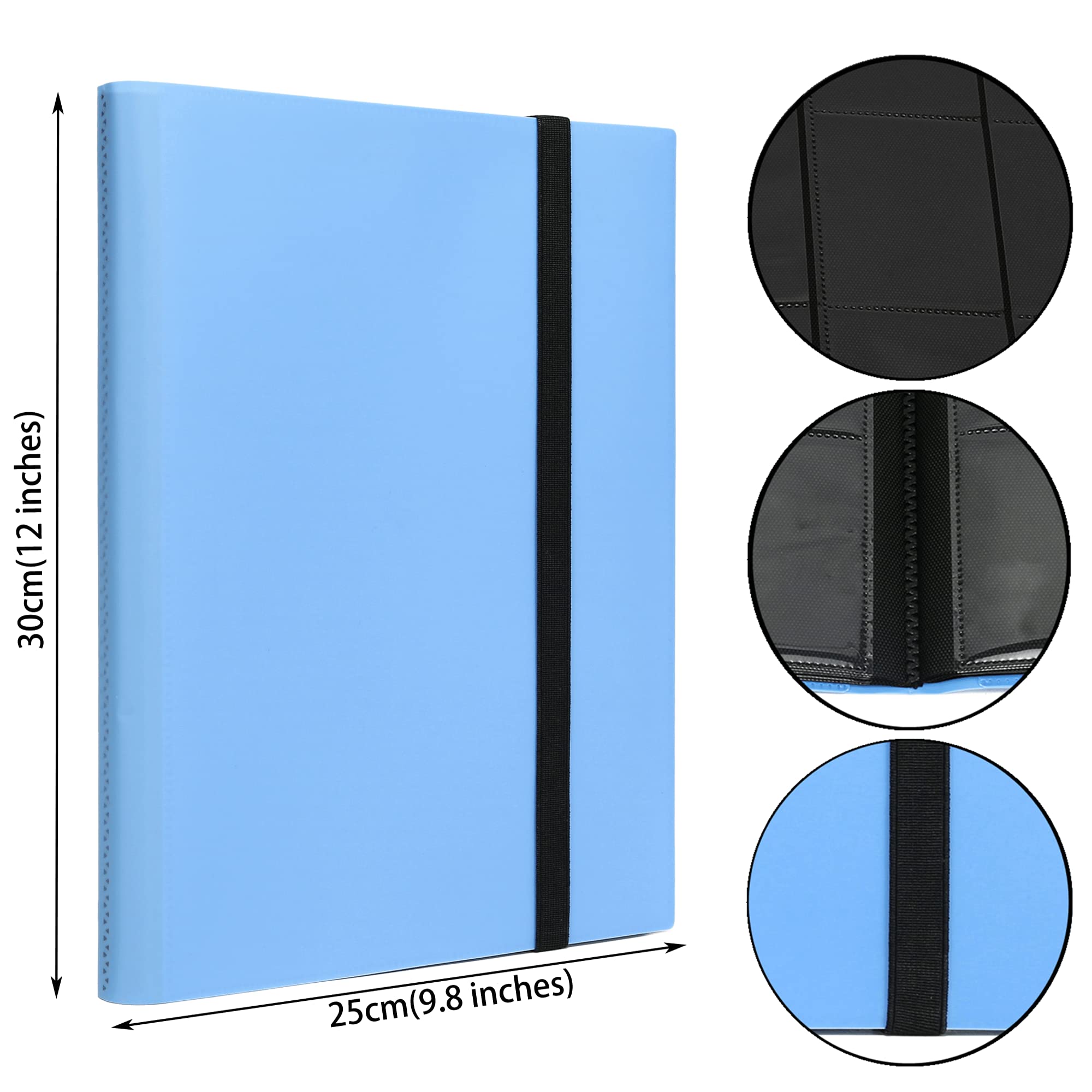 HYUTOTA 9 Pocket Trading Card Album Binder Folder with Sleeves, Fits 360 Cards(Baby Blue)