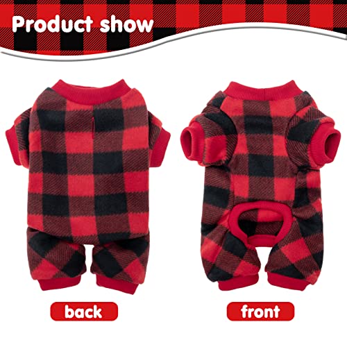 MUDAN Dog Sweaters Grid for Cold Weather Cat Apparel (RED, M)