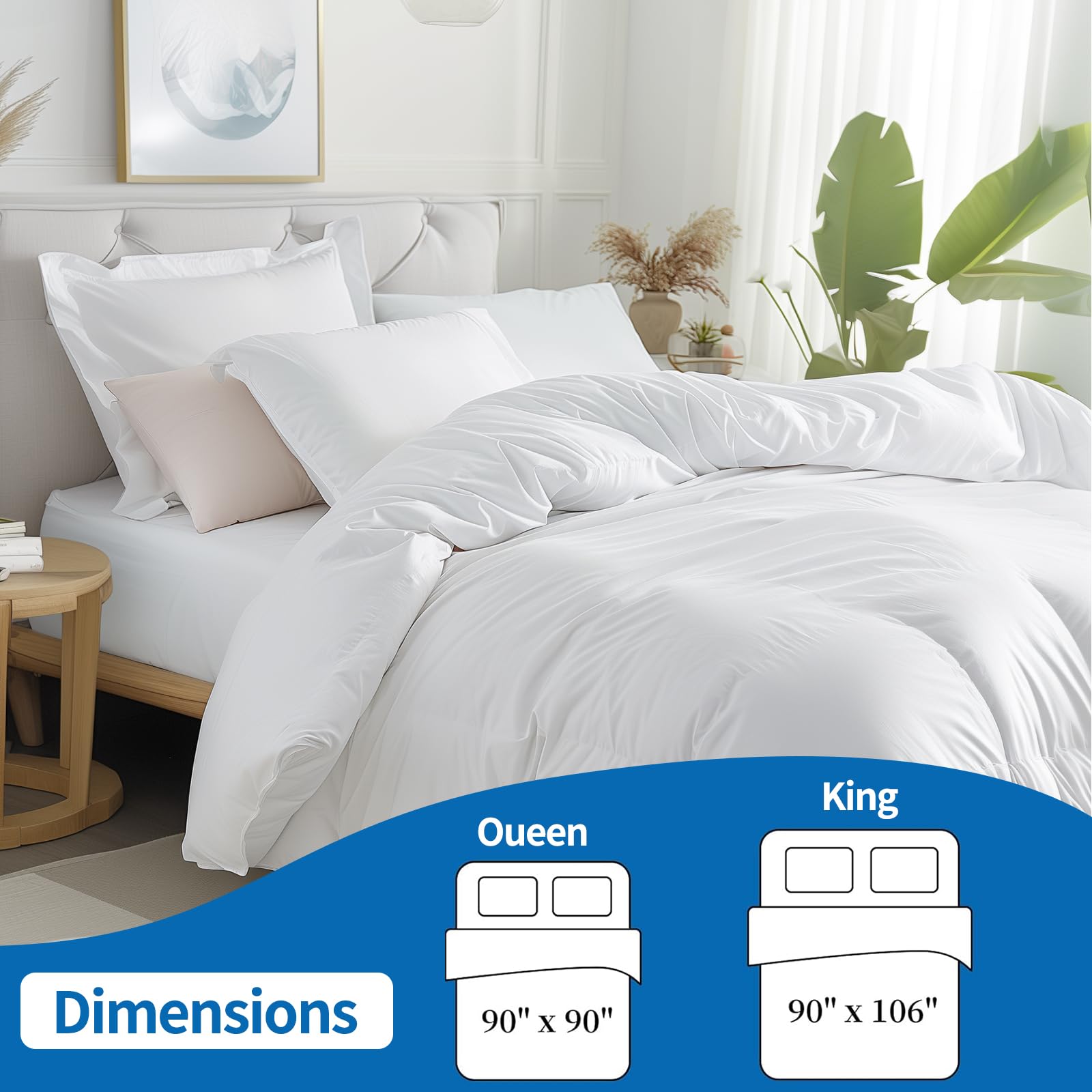 Lxztayuk White Waterproof Duvet Cover, Knitted Fabric Waterproof Duvet Protector with Zipper, Reversible Bed Comforter Protector with Corner Ties for Kids, Elder, Pets, Dog, Cat (King,90 in X 106 in)
