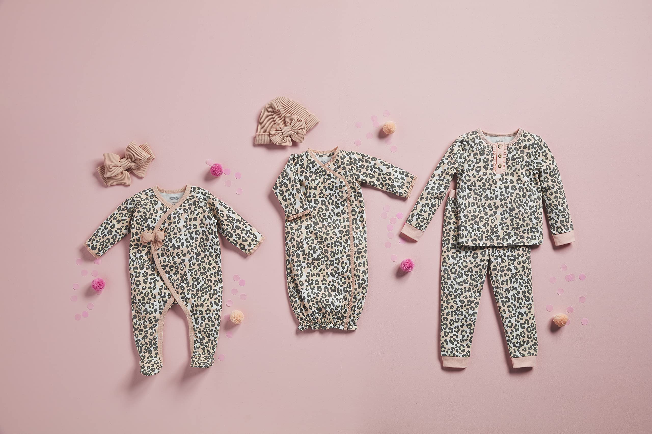 Mud Pie baby girls Leopard Pajama Set and Toddler Sleepers, Leopard, 5T US