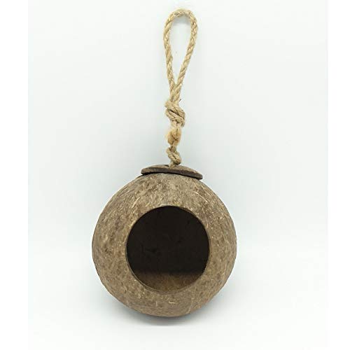 TIHOOD Coconut Bird Nest,Natural Coconut Shell Bird Nest House Hut Cage for Pet Parrot Budgies Parakeet