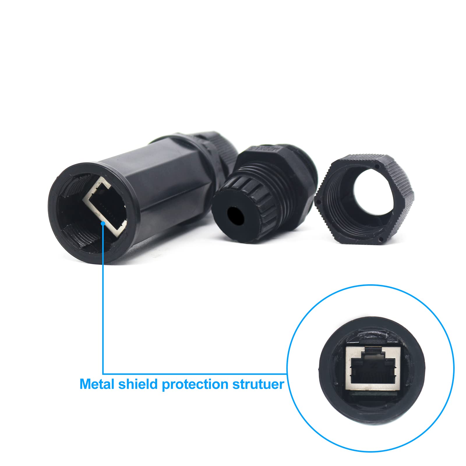 YIOVVOM RJ45 Waterproof Shielded ethernet Cable Box, Female to Female, Panel Mount, 8P8C,CAT 6, CAT 5, CAT 5E, M22 IP67 Ethernet LAN Cable Coupler Outdoor Weatherproof Underground Splice (6-Pack)