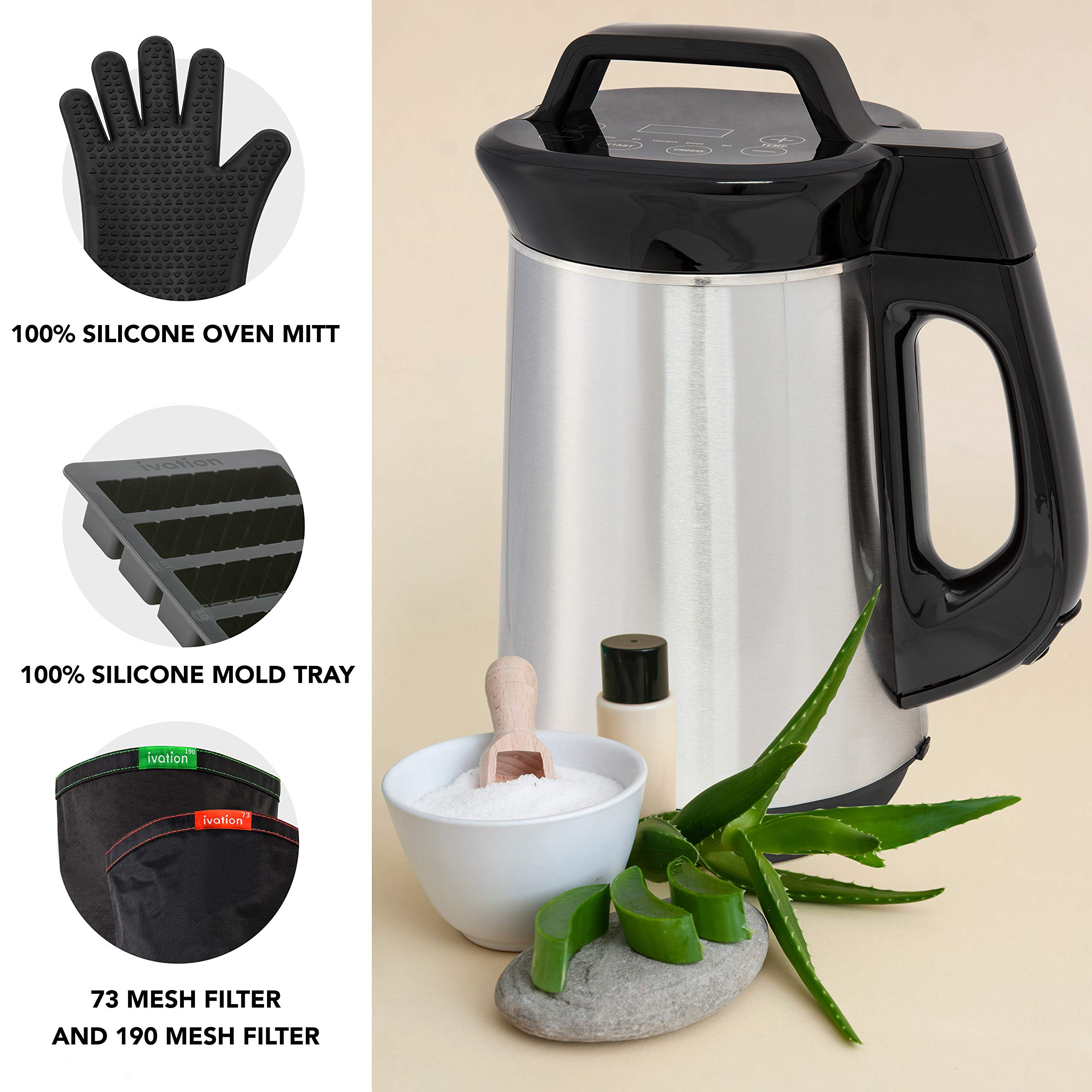Ivation Herbal Infusion Machine, Botanical Extractor Infuser for making Butters, Oils & Tinctures, Chocolate & Gummies, Makes 1 -4 cups (2 to 8 sticks) of Butter, 2 Mesh Filters