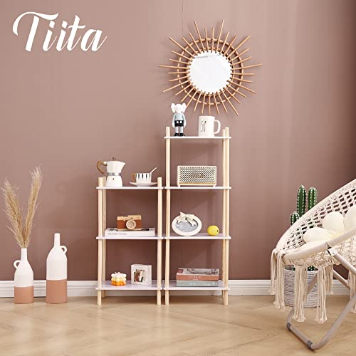 Tiita Corner Standing Shelf Bookshelf Unit - White Small Bookcase Multipurpose Rack Shelving Plant Stand Storageor Living Room Home Office