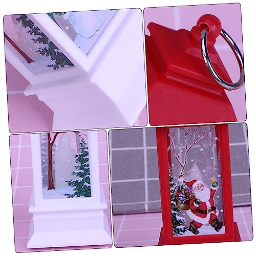 NOLITOY 2pcs Christmas Flame Lights Christmas Decorative Lantern Santa Snow Globe Lantern LED Christmas Lantern Table Top Decor Small Telephone Booth Lamp Snowball Christmas Plastic
