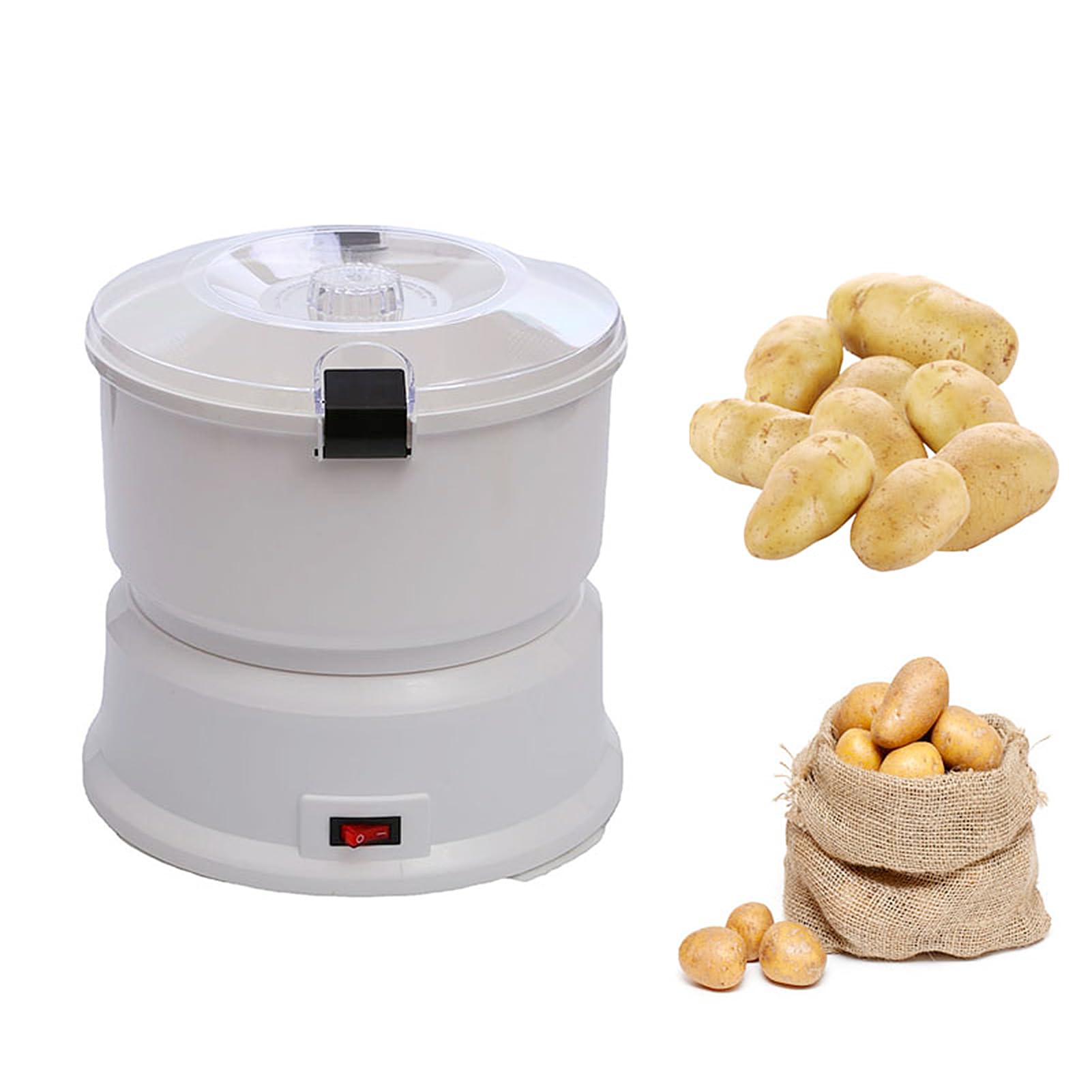 Electric Potato Peeler Automatic Rotating Peeling Potato Shaker with Rotary Safety Lock - Kitchen Peeling Tool (1KG Capacity < 180s)