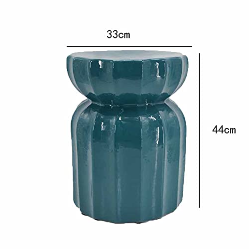 FAIRAH Modern Light Luxury Ceramic Stools, Retro Lotus Ceramic Drum Stools, Round Pier Chairs, Suitable for Balconies and Open-air Gardens. (Color : G)