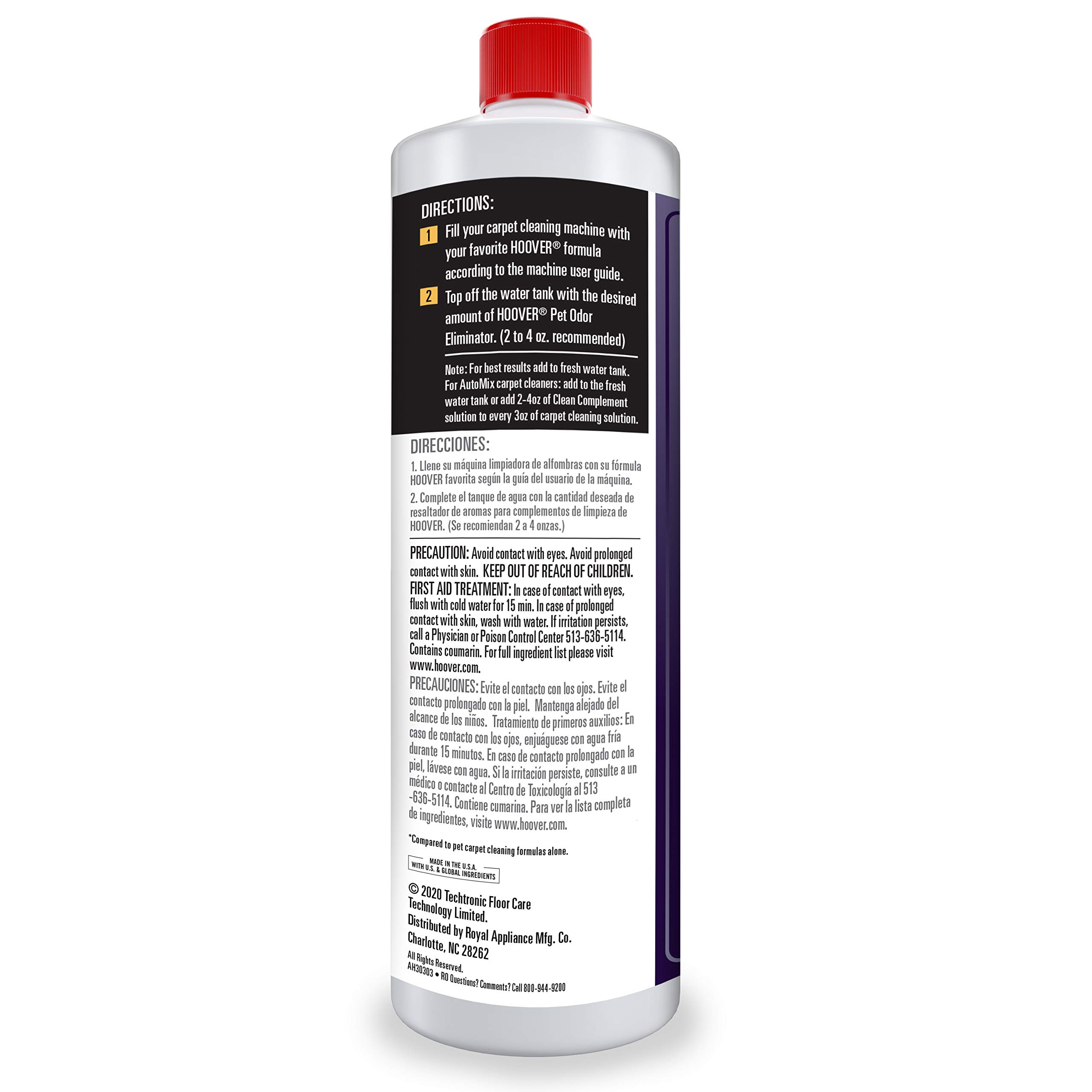 Hoover Complements Pet Odor Eliminator Carpet Cleaning Booster Formula for Machines, 16 oz Solution, Pack of 2, AH33030, White