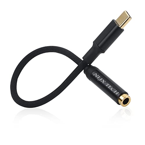 NLJX TECH USB C to 3.5mm Audio Adapter, USB Type C to 3.5mm Headphone Jack Adapter Female to Male for Samsung S8 S20 Series, S21, Note10, Pixel 2, iPad, MacBook(Black)