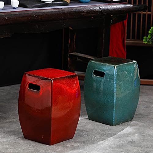 FAIRAH New Chinese-Style Square Ceramic Stool, Drum Stool, Shoe-Changing Stool, Retro Nostalgic Drum Stool for Study Guzheng. (Color : Red)