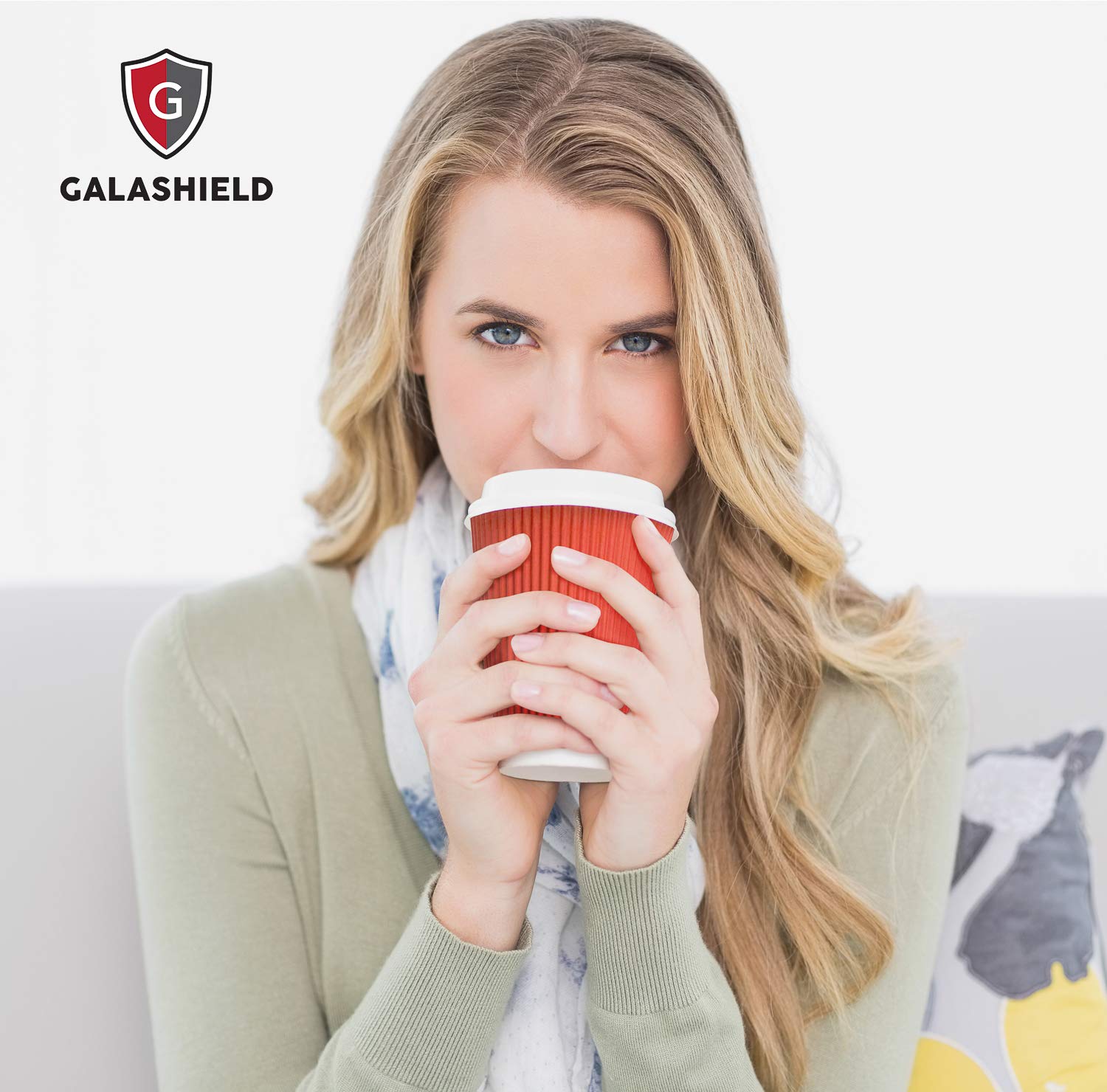 Galashield [100 Sets] Disposable Coffee Cups with Lids 12 Oz Hot Paper Coffee Cups with Lids Insulated Ripple Tea Cup Travel To Go with Stirring Straws and Napkins