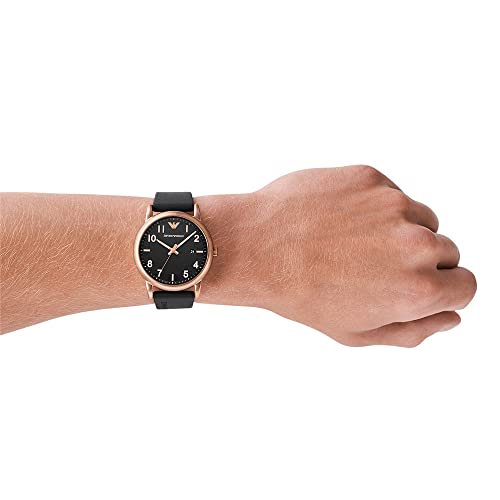 Emporio Armani Men's Sport Stainless Steel Quartz Watch with Rubber Strap, Black, 20 (Model: AR11097)