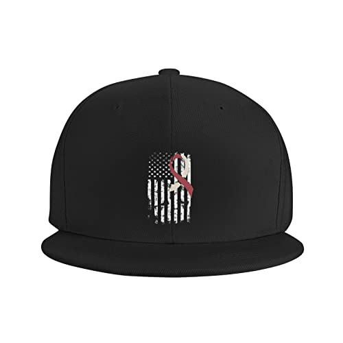 Head and Neck Cancer Awareness America Flag Hat Adult Adjustable Baseball Cap Trucker Hats Black