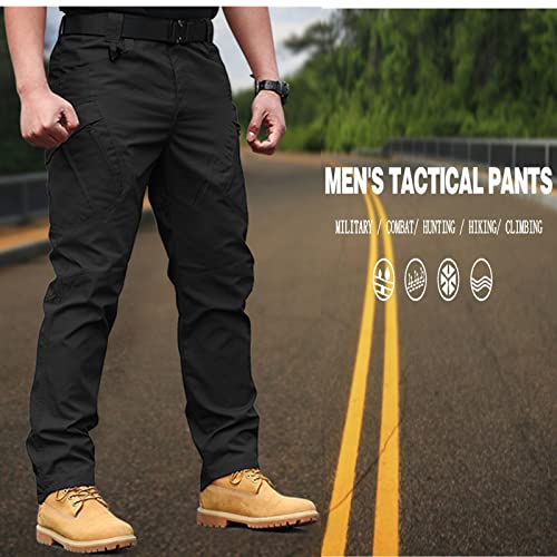 XHSYTC Soldier Tactical Waterproof Pants Outdoor Combat Hiking,Mens Tactical Pants Ripstop Cargo Pants,Multi Pocket Work Pants. (XL, Black)