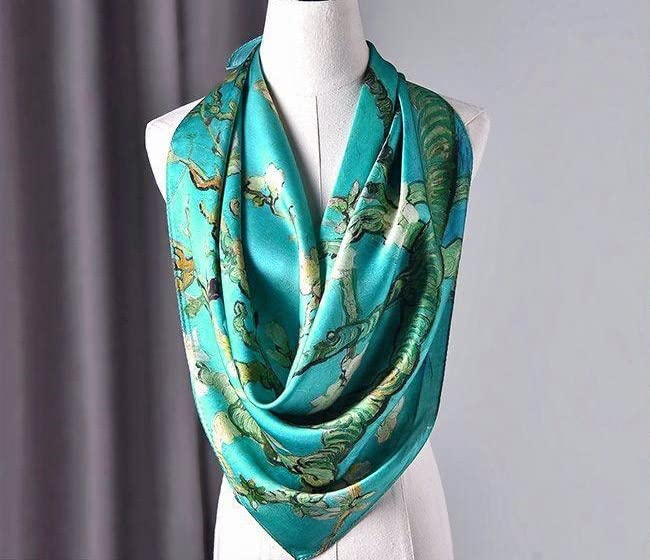 Grace Scarves 100% Silk Scarf, Large, Vincent van Gogh, Almond Blossom