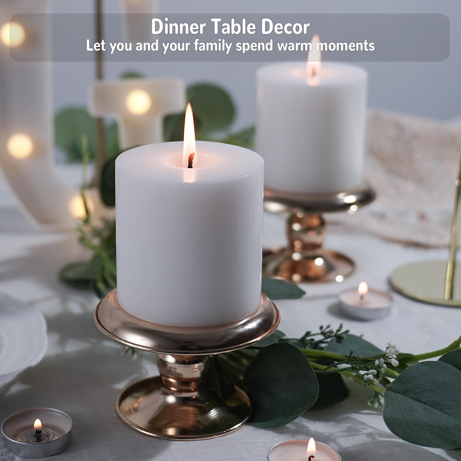 TRIRITE White Pillar Candles Set of 6,Unscented Pillar Candles Bulk-3x3 inch,210 Hours Long Burning Smokeless Pillar Candles, Perfect for Wedding,Parties, Spas, Home Gatherings and Dinner
