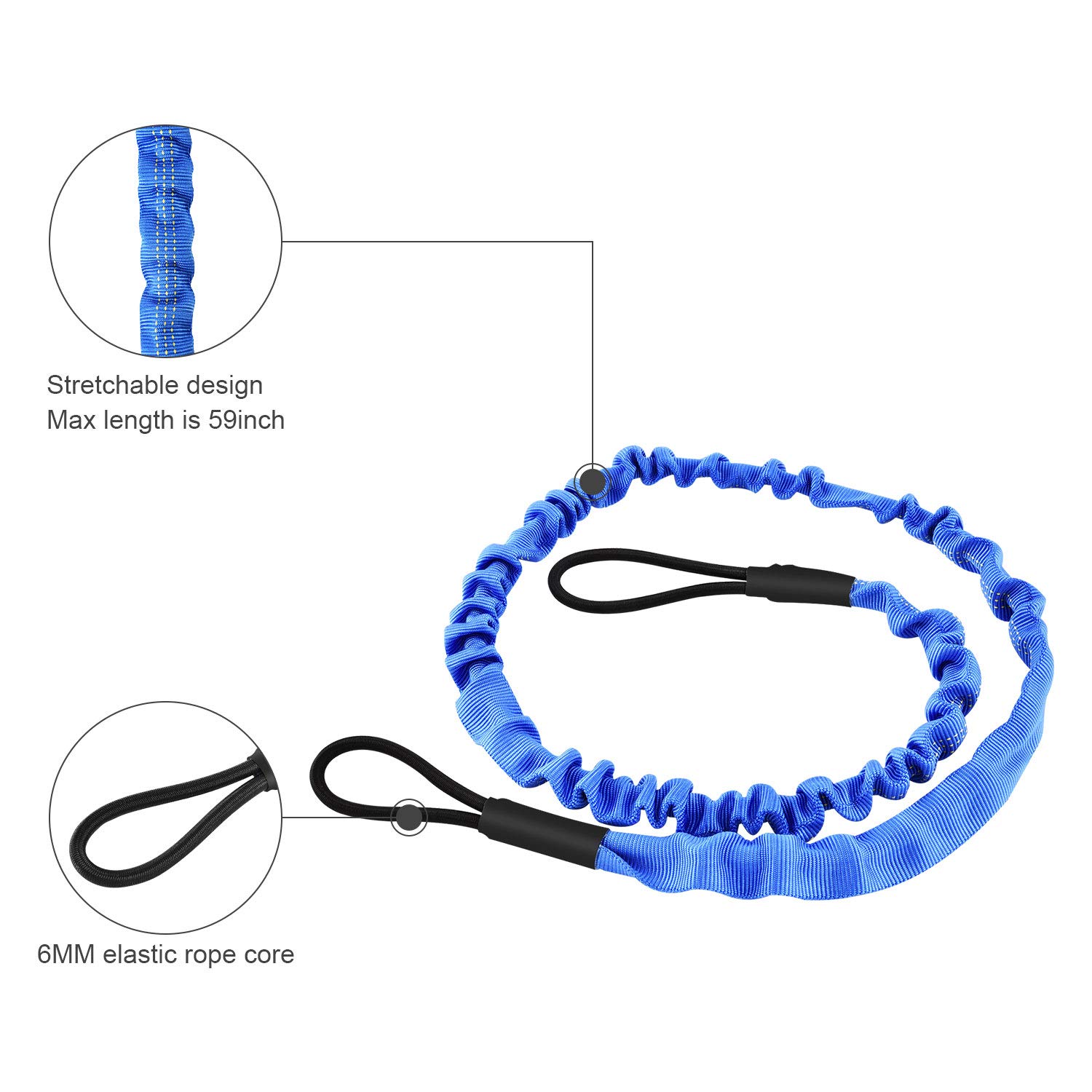 FIRINER Stretchable Kayak Paddle Leash 2 Pack 3.6ft Coiled Rod Leashes with D-Shape Carabiner Bungee Cord for Kayaking Canoe Surfboard Fishing Pole