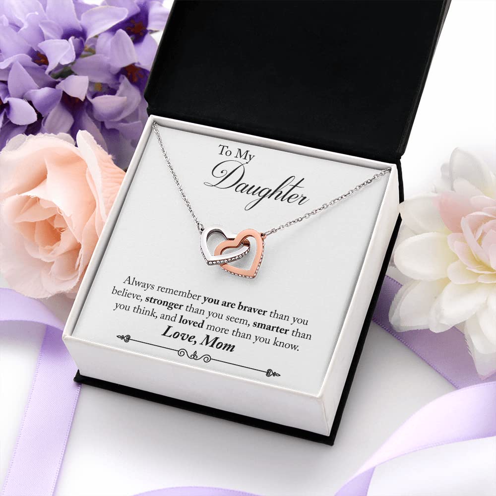 Faith Davis Interlocking Hearts Necklace - Gift for Daughter from Mom - Anniversary, Birthday, Holiday, or Just Because!