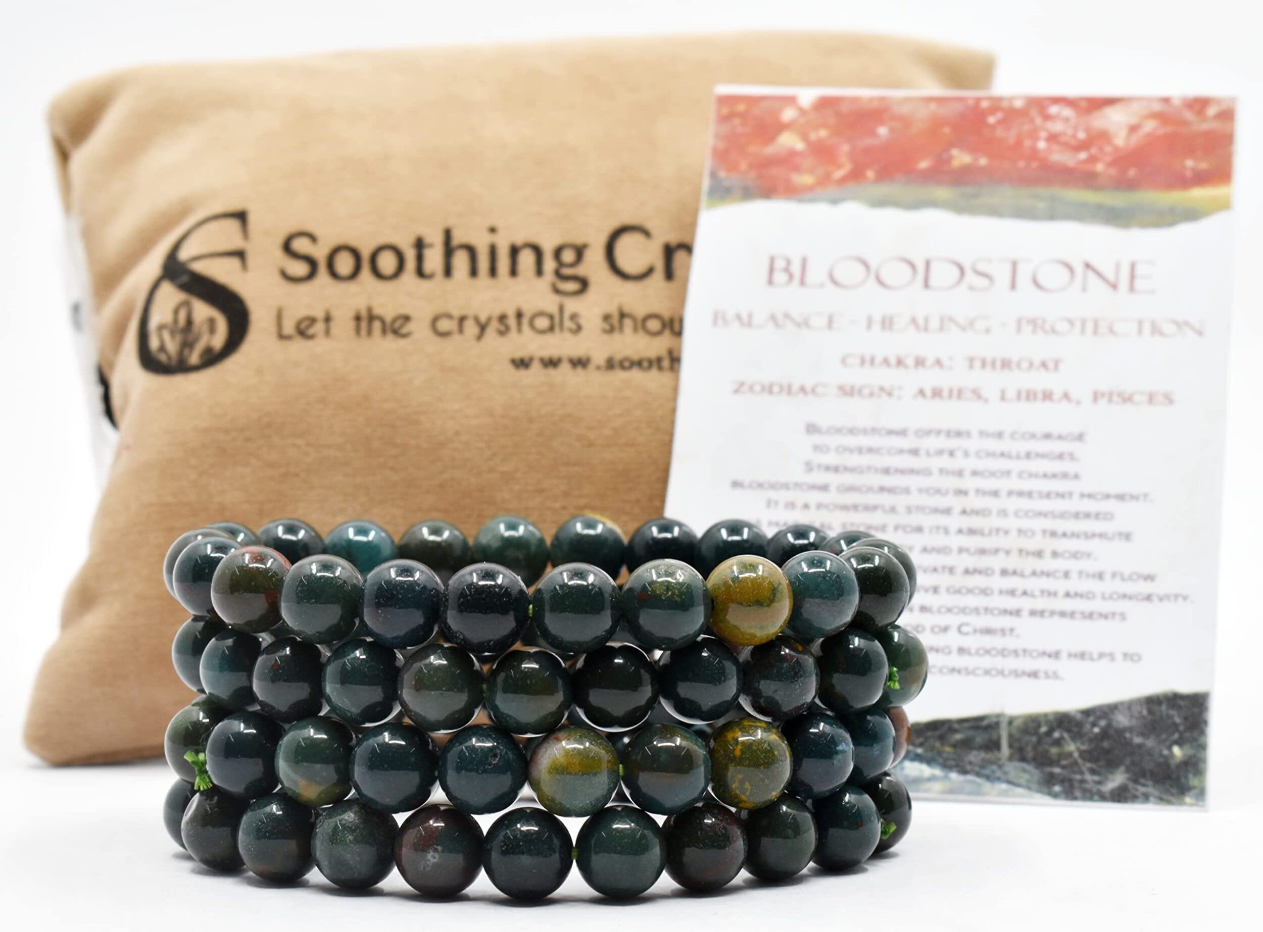 Generic Soothing Crystals Bloodstone Beaded Bracelet 8Mm A Grade 7.5 Inch (Bloodstone)