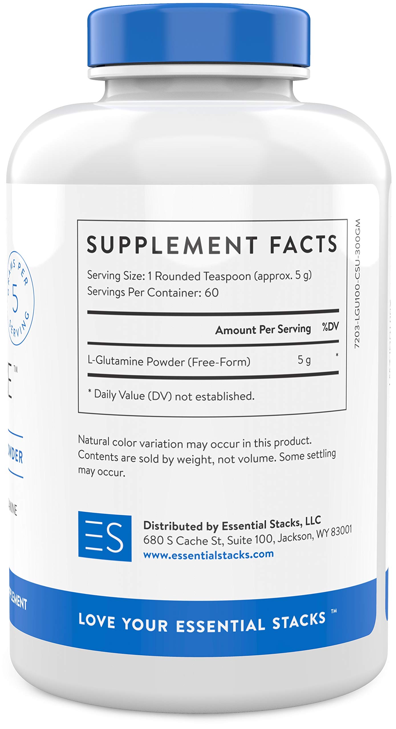 Essential Stacks Clean L-Glutamine Powder - Designed for Optimal Gut Health - Pure Unflavored L-Glutamine Powder That Mixes Easily & Has No Odor