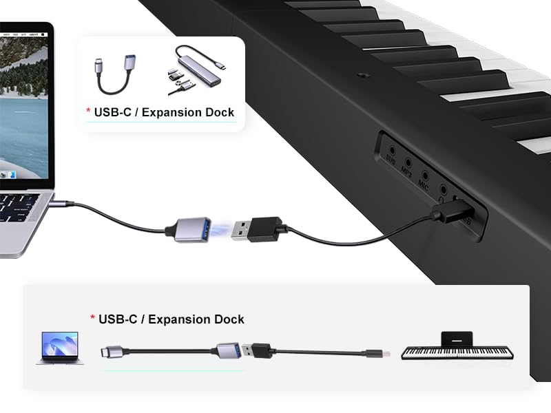 Finger Dance 61 Key Keyboard, Folding Piano, Semi Weighted Keys Portable Piano, Bluetooth & MIDI, Foldable Keyboard Piano for Beginner - Deep Black
