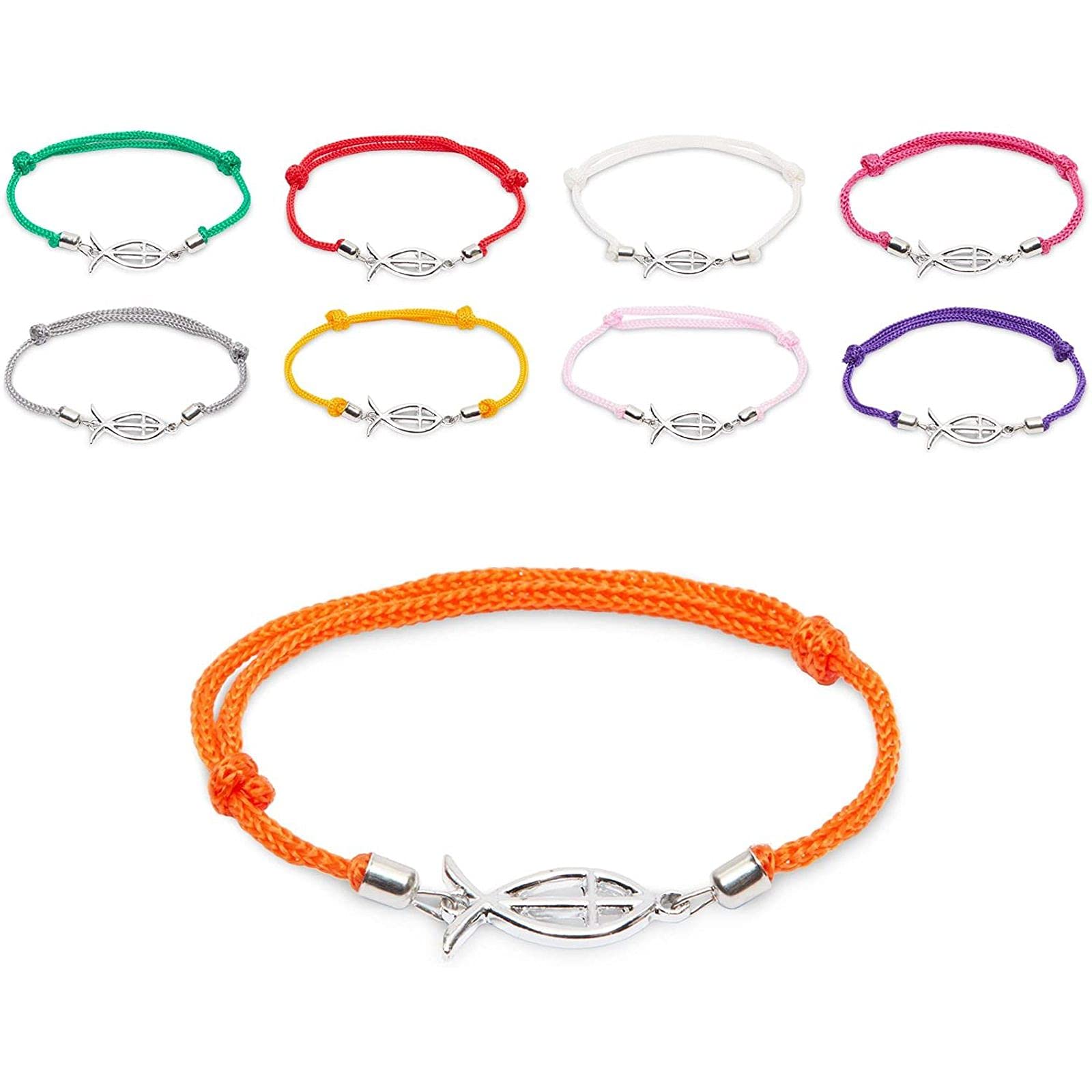 Faithful Finds Religious Bracelets for Men and Women, Christian Fish (12 Pack)