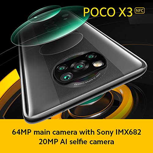 Xiaomi Poco X3 NFC 128GB, 6GB RAM, 5160mAh (typ) Large Battery, 6.67inches DotDisplay, QUALCOMM Snapdragon GSM LTE Factory Unlocked Smartphone - International Version (Shadow Grey), M2007J20CG