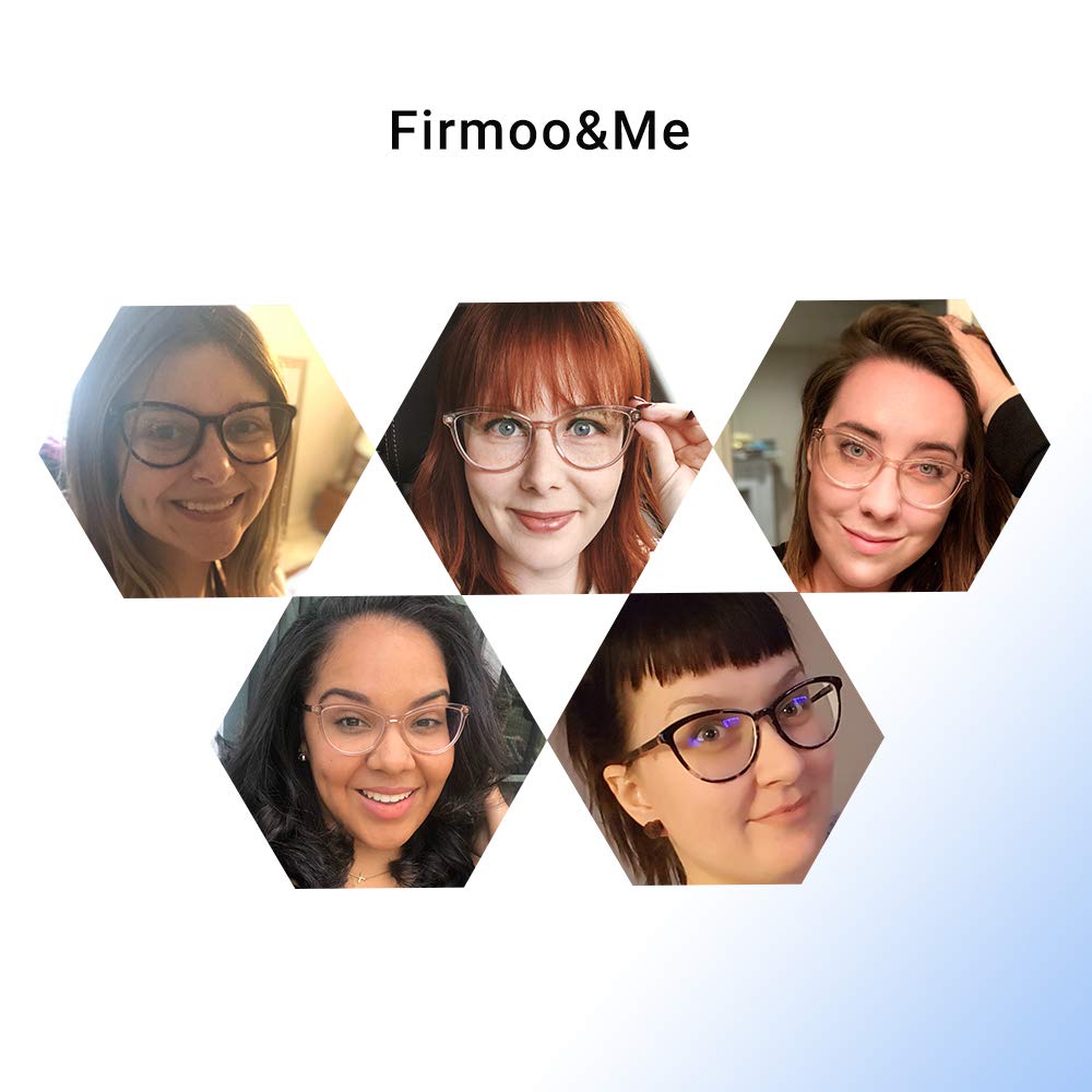 Firmoo Cat Eye Blue Light Blocking Glasses Computer Glasses Women, Anti Glare Anti Eyestrain Headache Computer Glasses for Digital Screens(Pink Clear Frame)