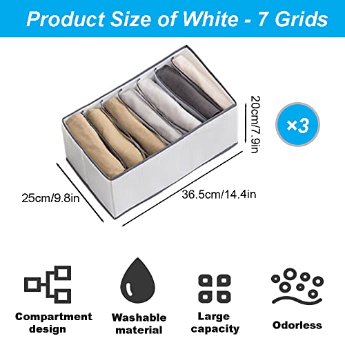 Ujk-TyLun 3Pcs Upgraded Wardrobe Clothes Organizer, PP Board Large Jeans Organizer Box, Washable Foldable Thickened Drawer Organizer Compartment Storage for Tshirt, Pants (White)