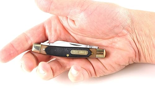Old Timer 34OT Middleman 5.7in S.S. Traditional Folding Knife with 2.4in Clip Point Blade and Sawcut Handle for Outdoor, Hunting, Camping and EDC,Brown
