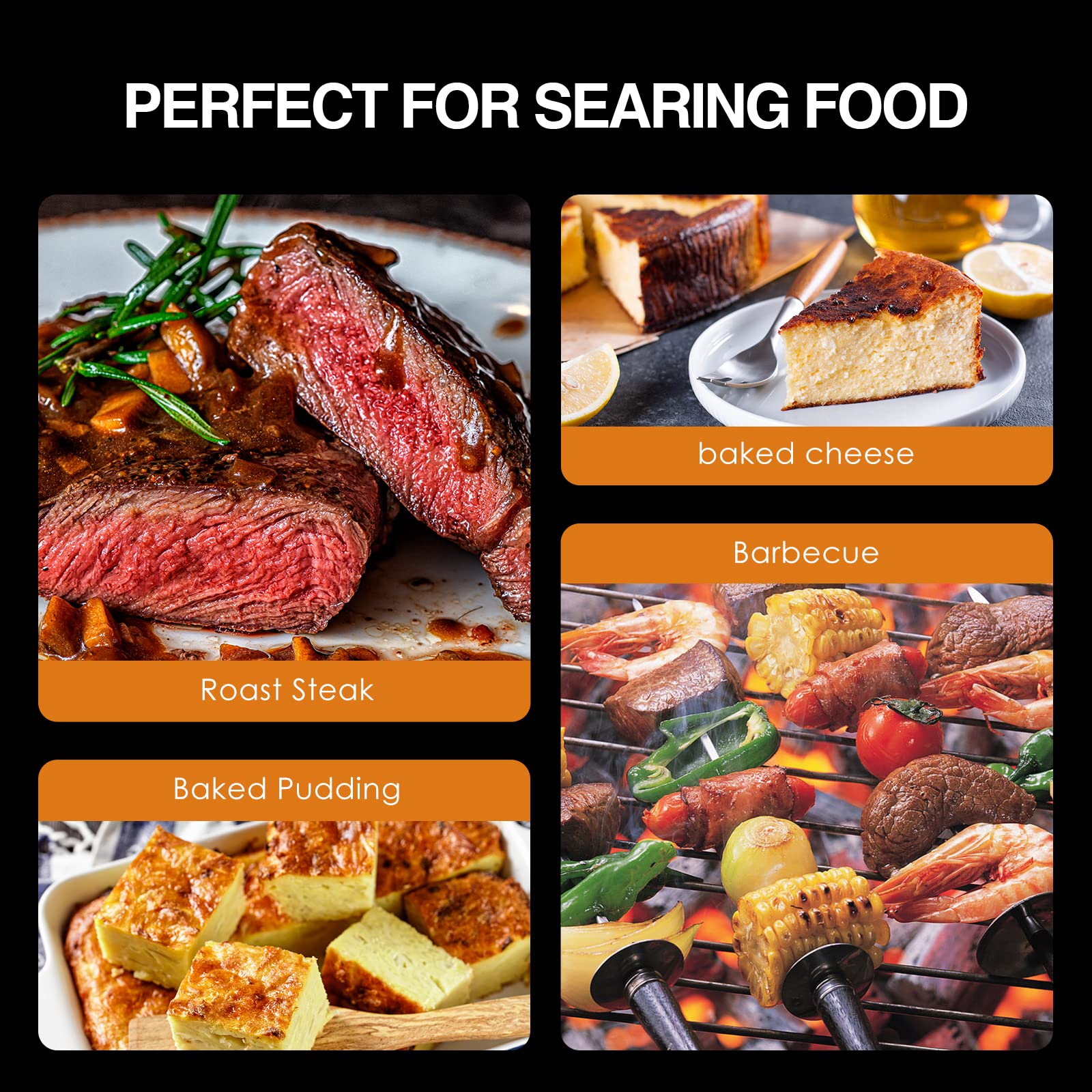Kitchen Torch Cooking Blow Propane Torch - 500,000 BTU Culinary Torch - Sous Vide - Charcoal Starter Grill Torch Fire Gun for Searing Steak & Creme Brulee(Fuel Not Included)