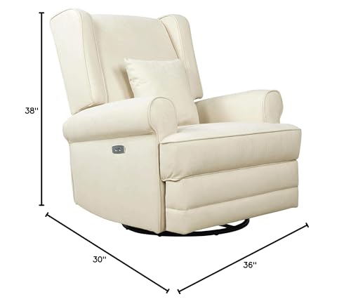 Evolur Phoenix Upholstered Seating Wing Back Glider Swivel, Rocker, Power Recliner, Glider Chair for Nursery in Shell, Modern Nursery Recliner with A Bonus Pillow, Tool-Free Assembly, Easy to Clean
