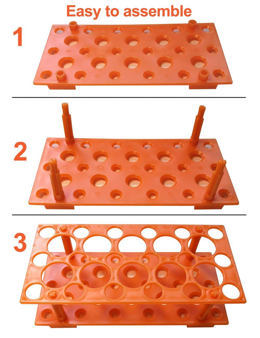 Test Tube Rack, Centrifuge Tube Holder (2 Pack - Blue and Orange) for 10ml, 15ml, 50ml, Detachable Plastic Stand, 28 Well