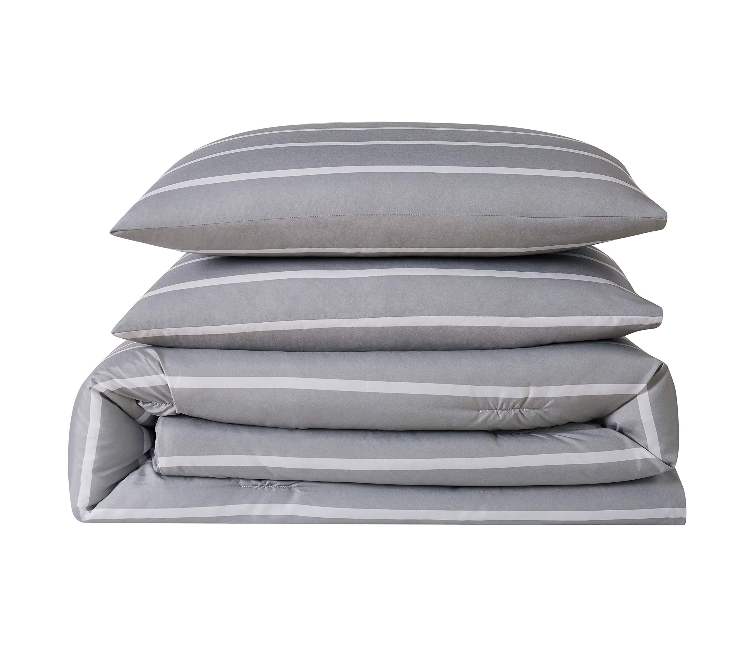 Truly Soft Maddow Stripe Grey Twin XL 2-Piece Duvet Cover Set