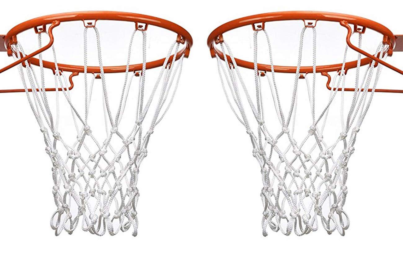 Esther Beauty Heavy Duty Basketball Net 2 Pack Professional All-Weather Outdoor&Indoor 12 Loops (White)