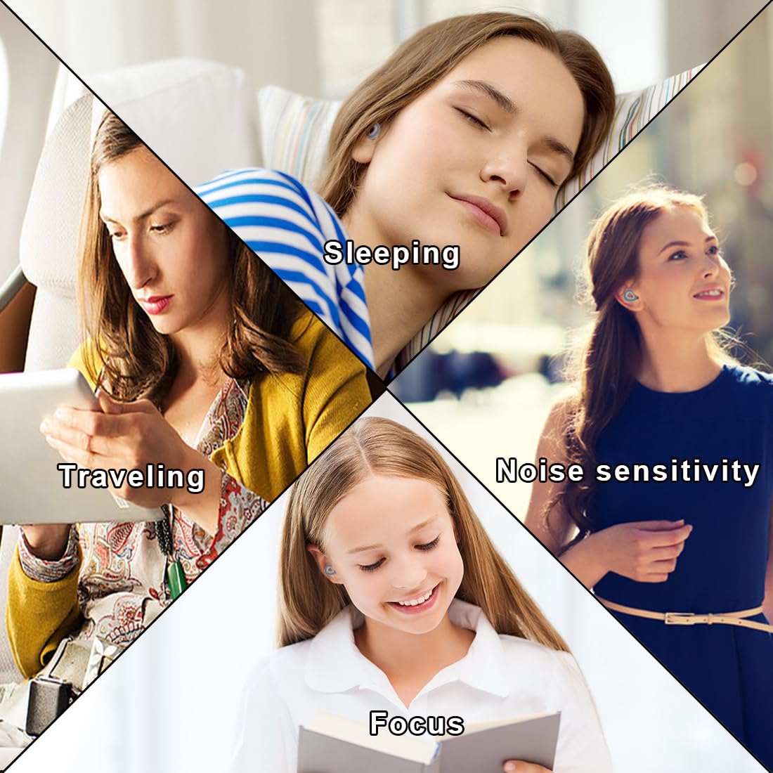 Ear Plugs for Sleeping, 1 Pair Ear Plugs for Sleeping Noise Cancelling Concert Ear Plugs Swimming Ear Plugs Silicone Ear Plugs for Swimming, Sleeping,Concert & 35dB Kids and Adults
