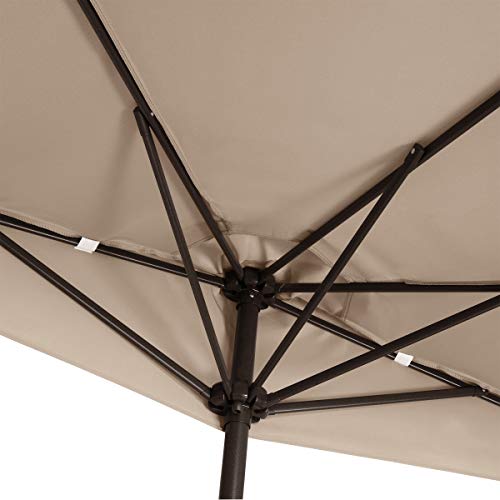 Villacera Half Round Patio Umbrella with Easy Crank β Compact 9ft Semicircle Outdoor Shade Canopy for Balcony, Porch, or Deck (Beige)
