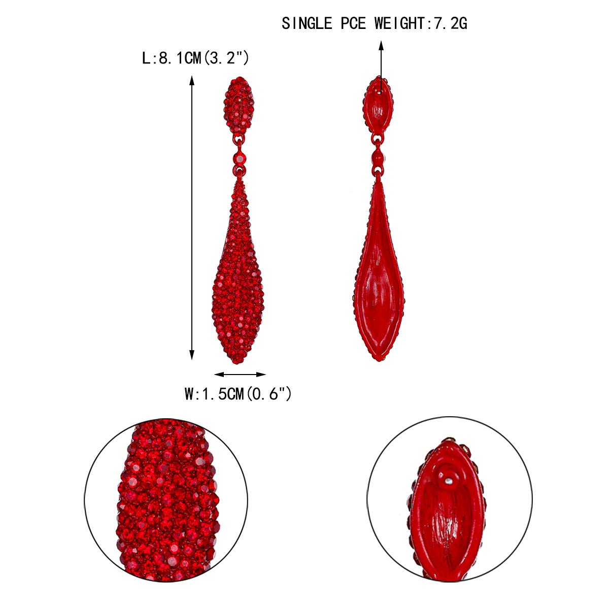 EVER FAITH Women's Austrian Crystal Double Waterdrop Bridal Pierced Dangle Earrings Red Red-Tone