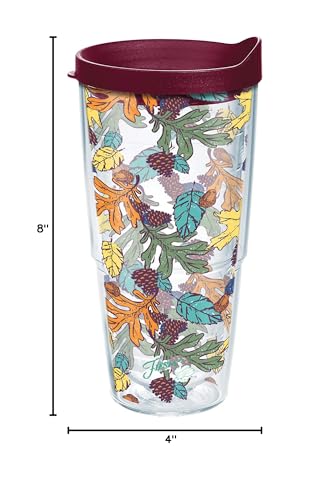 Tervis Fiesta Thanksgiving Butterscotch Fall Leaves Made in USA Double Walled Insulated Tumbler Travel Cup Keeps Drinks Cold & Hot, 24oz, Lidded