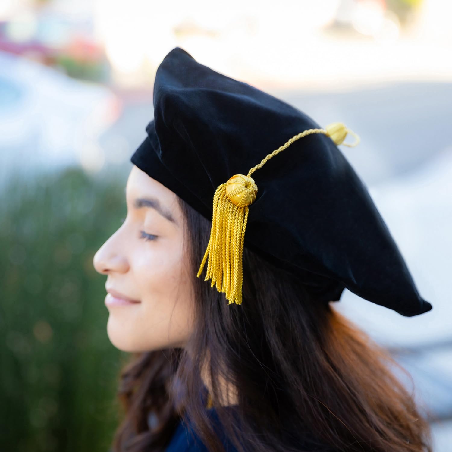 Endea Graduation Deluxe Doctoral Tam with Six Sides and Gold Bullion Academic Regalia Unisex