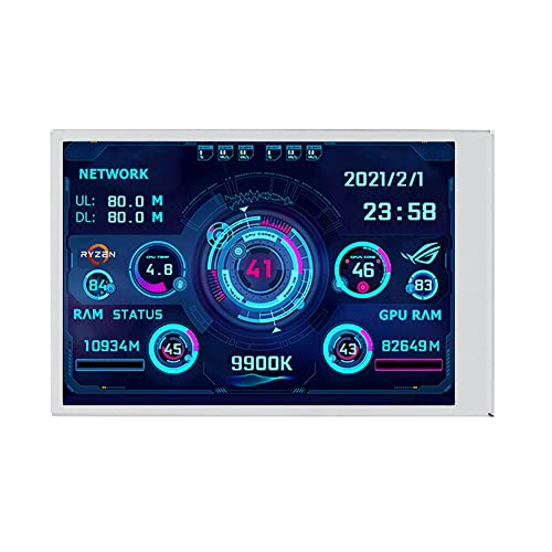 Lyzeous 3.5 Inch IPS Type-C Secondary Screen USB Chassis Sub-Screen Computer CPU GPU RAM HDD Monitor for Freely AIDA64 White