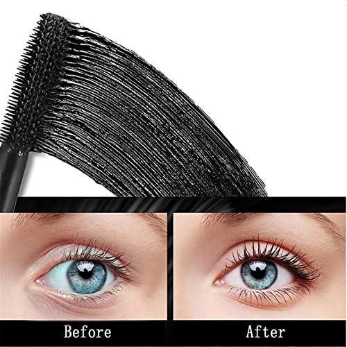 Extreme Length Clean Mascara Washable Mascara Makeup 5d Silk Fiber Mascara Defining, Curling, Multiplying, Buildable Formula, Very Black, 1 Count (Blue)