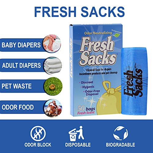 Fresh Sacks Biodegradable Diaper Disposal Bags Case Pack Individual Diaper Disposal Bags for Home and Travel