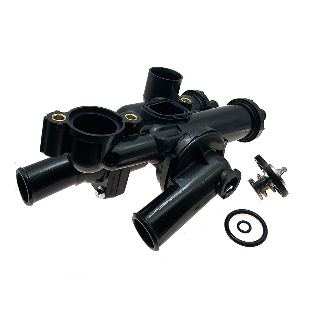 Engine Coolant Thermostat Housing Assembly for Chrysle 200 Sebring Dodge Avenger Caliber Journey Compass Patriot Replace 68003582AB 06508355AA 4884571AB 4884873AA 55111016AD 55111017AC