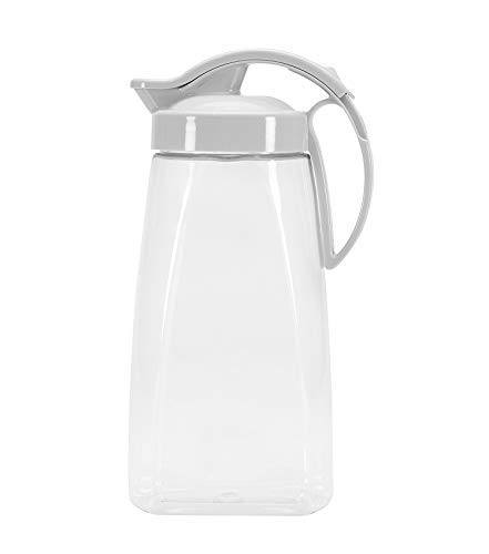 High Heat Resistant One-touch Airtight Pitcher 2.3QT (74oz) for Water, Coffee, Tea, & Other Hot or Cold Beverages | Leak Proof & Space Saving, Dishwasher Safe | Made in Japan